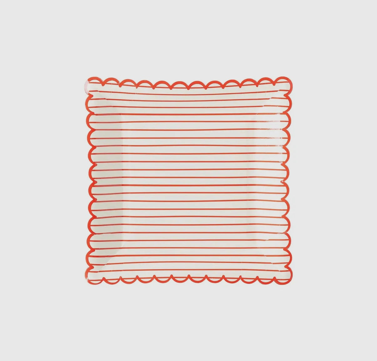 Red Striped Scalloped Plate – Little Happies