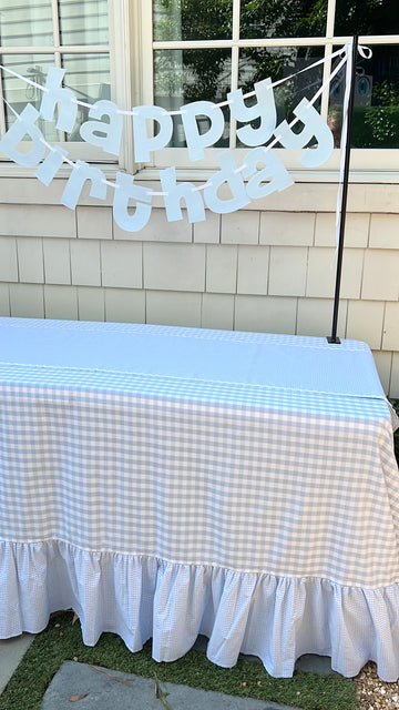 Blue Gingham Tablecloth with Ruffle – Little Happies