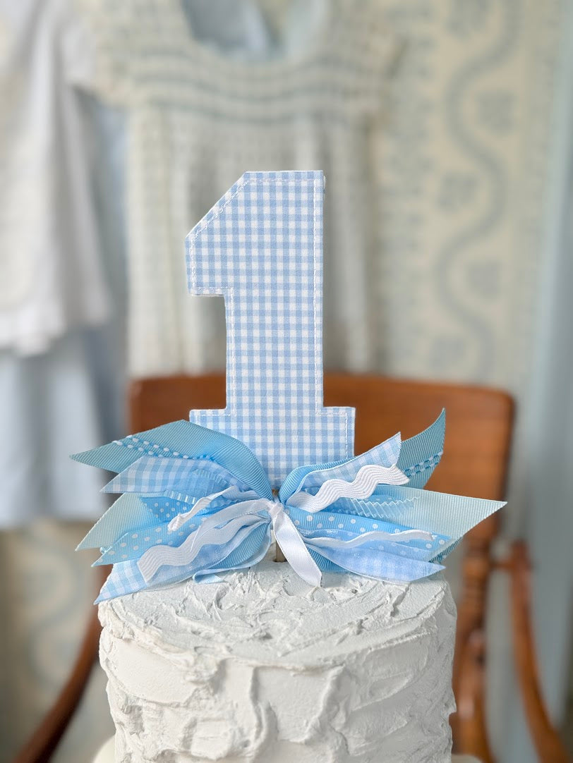 Number 1 Cake Toppers in Blue Gingham – Little Happies