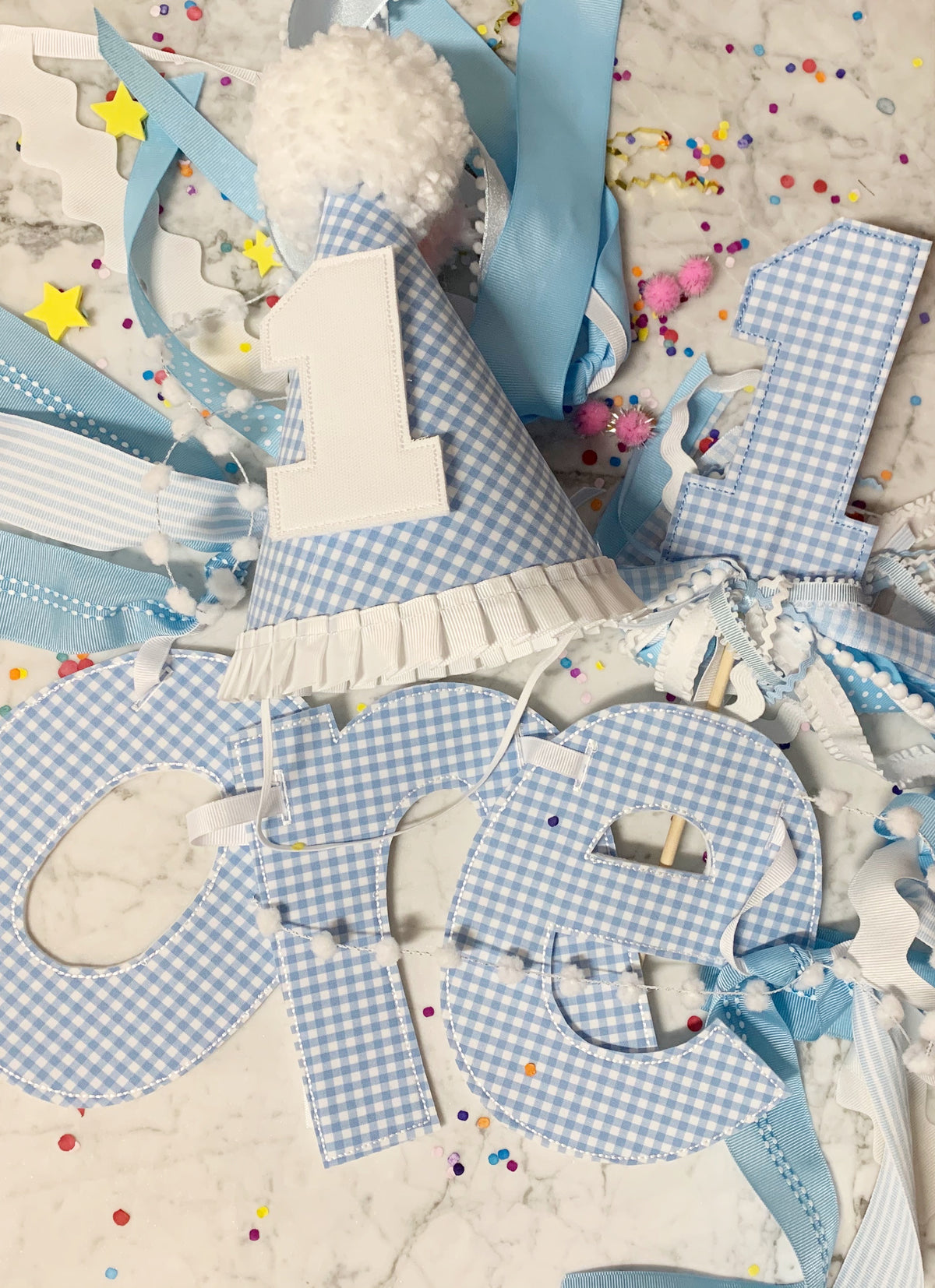 Blue Gingham ONE Banner